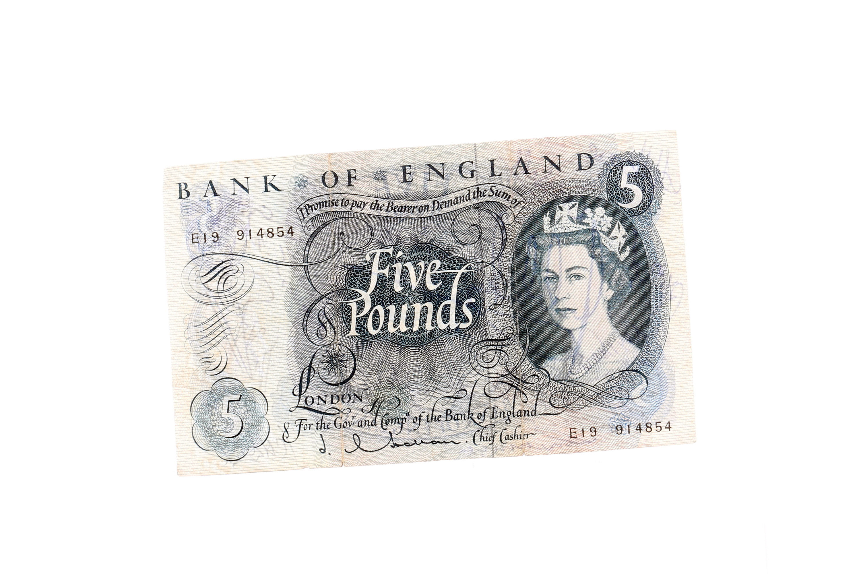 Lot 484 - Jim Clark Signed Five Pounds Banknote