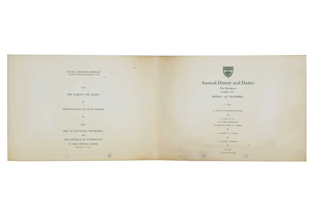 Lot 276 - 1971 BRDC Dinner Signed Menu, ex-Rudd