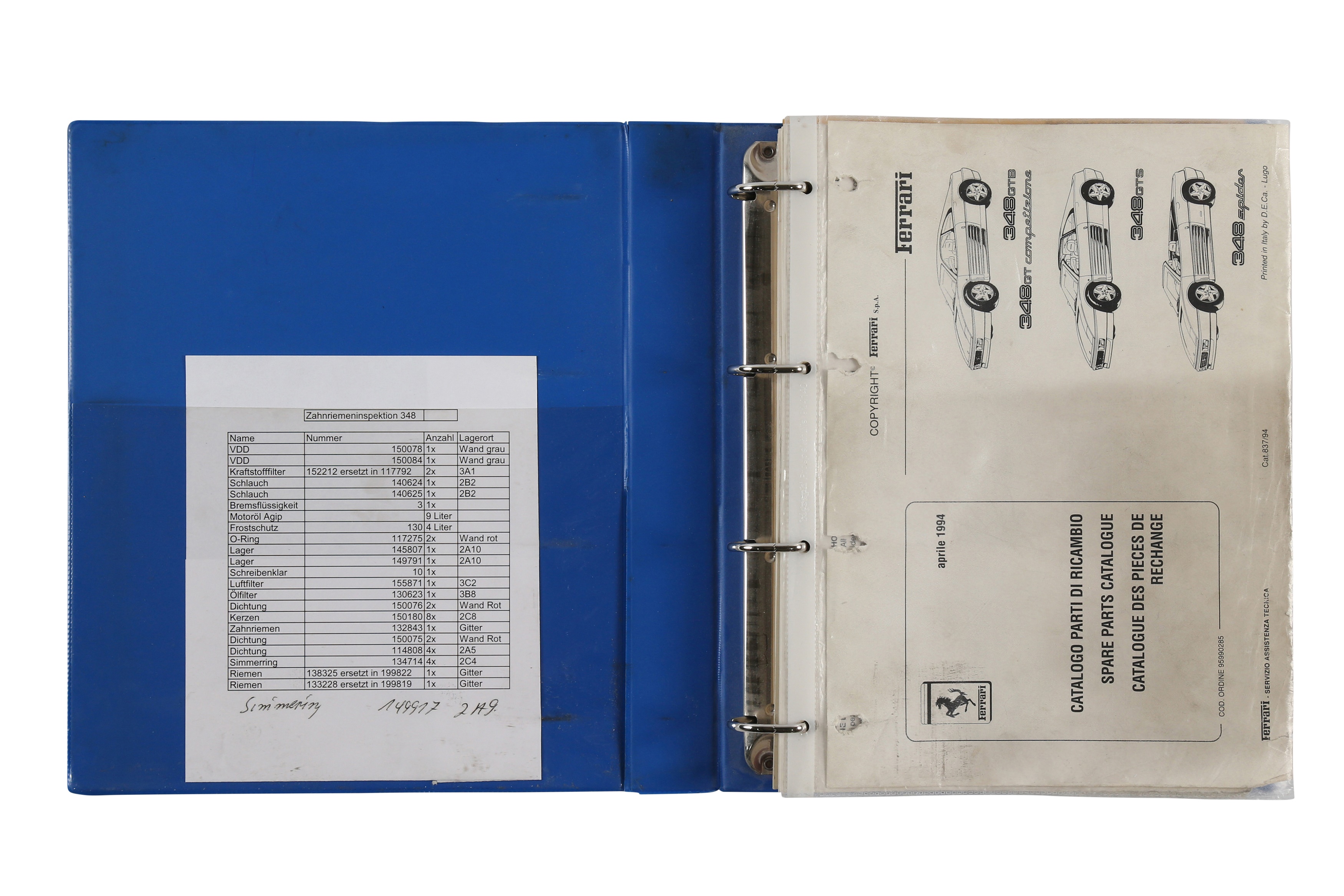 Lot 29 - Ferrari 348 Instruction Manual