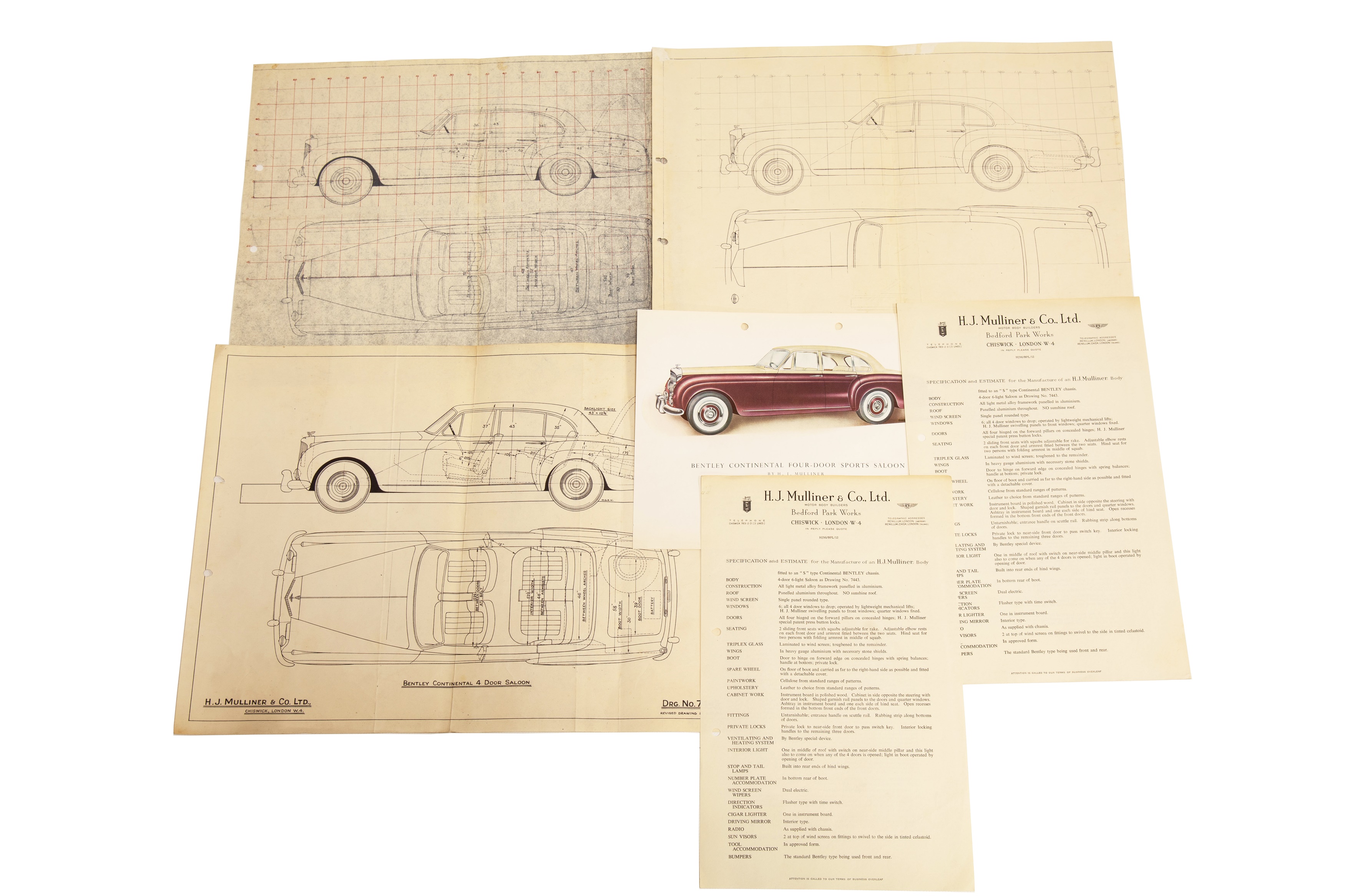 Lot 312 - Three Period Bentley Blueprint-Type