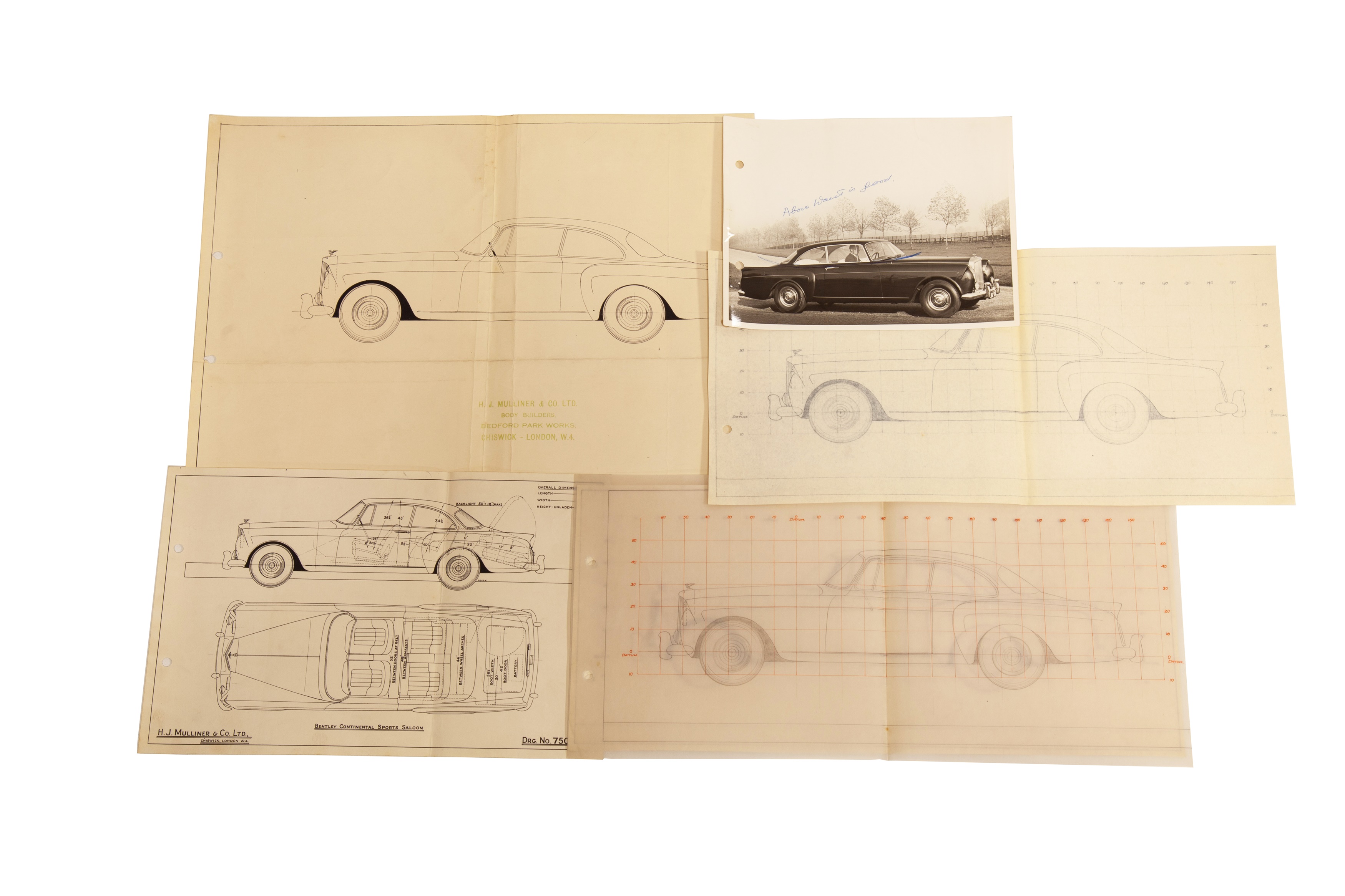 Lot 314 - Five Period Bentley Blueprint-Type Technical