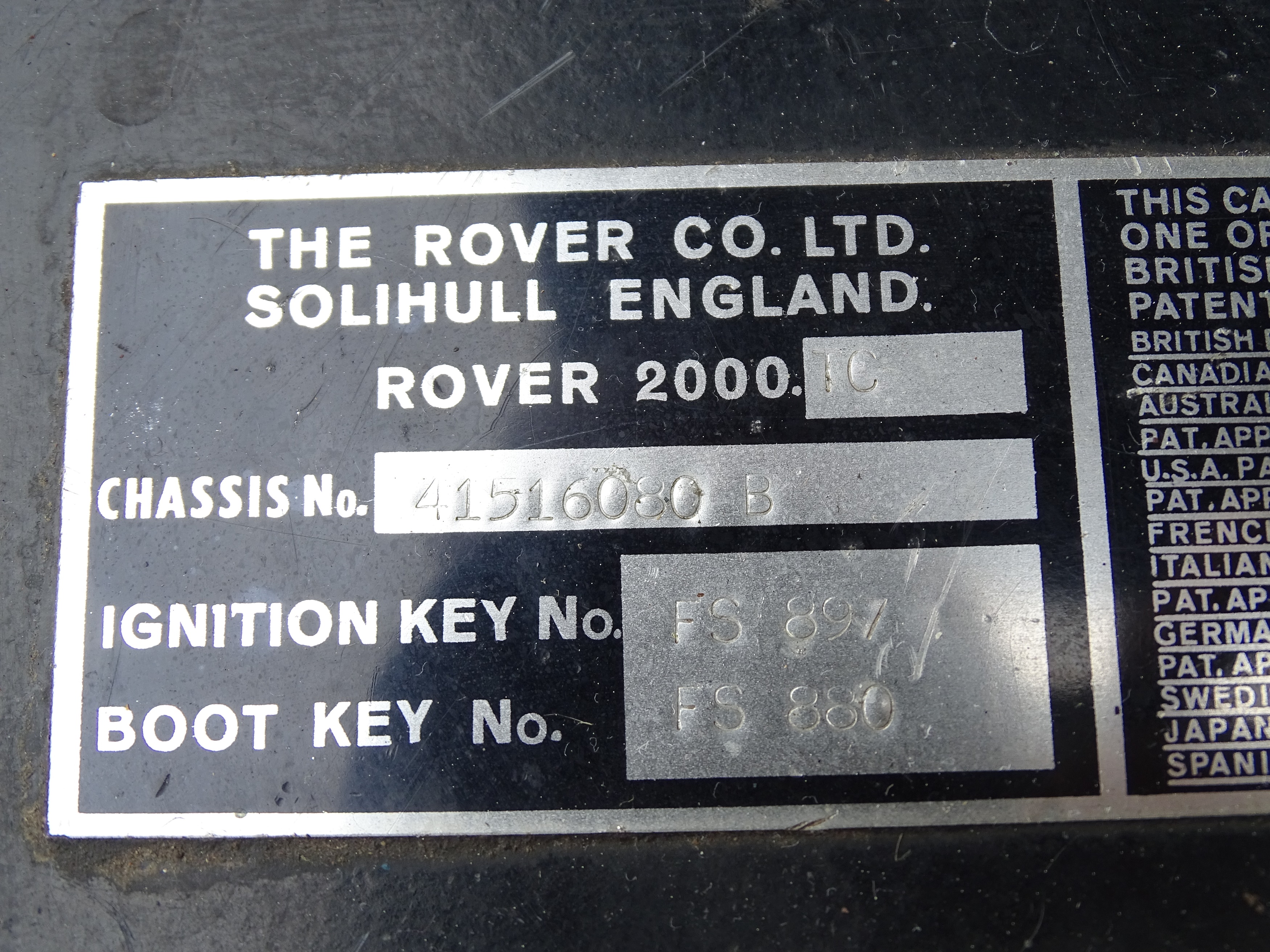Lot 41 - 1968 Rover 2000 TC
