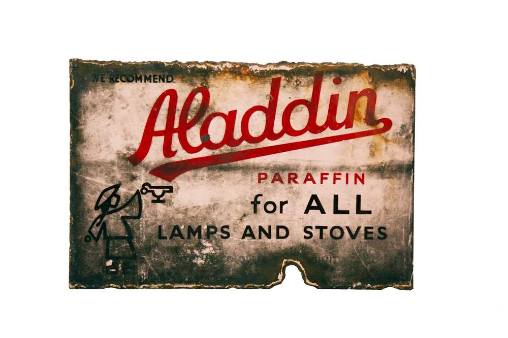 Lot 176 - Aladdin Pink Paraffin Enamel Sign