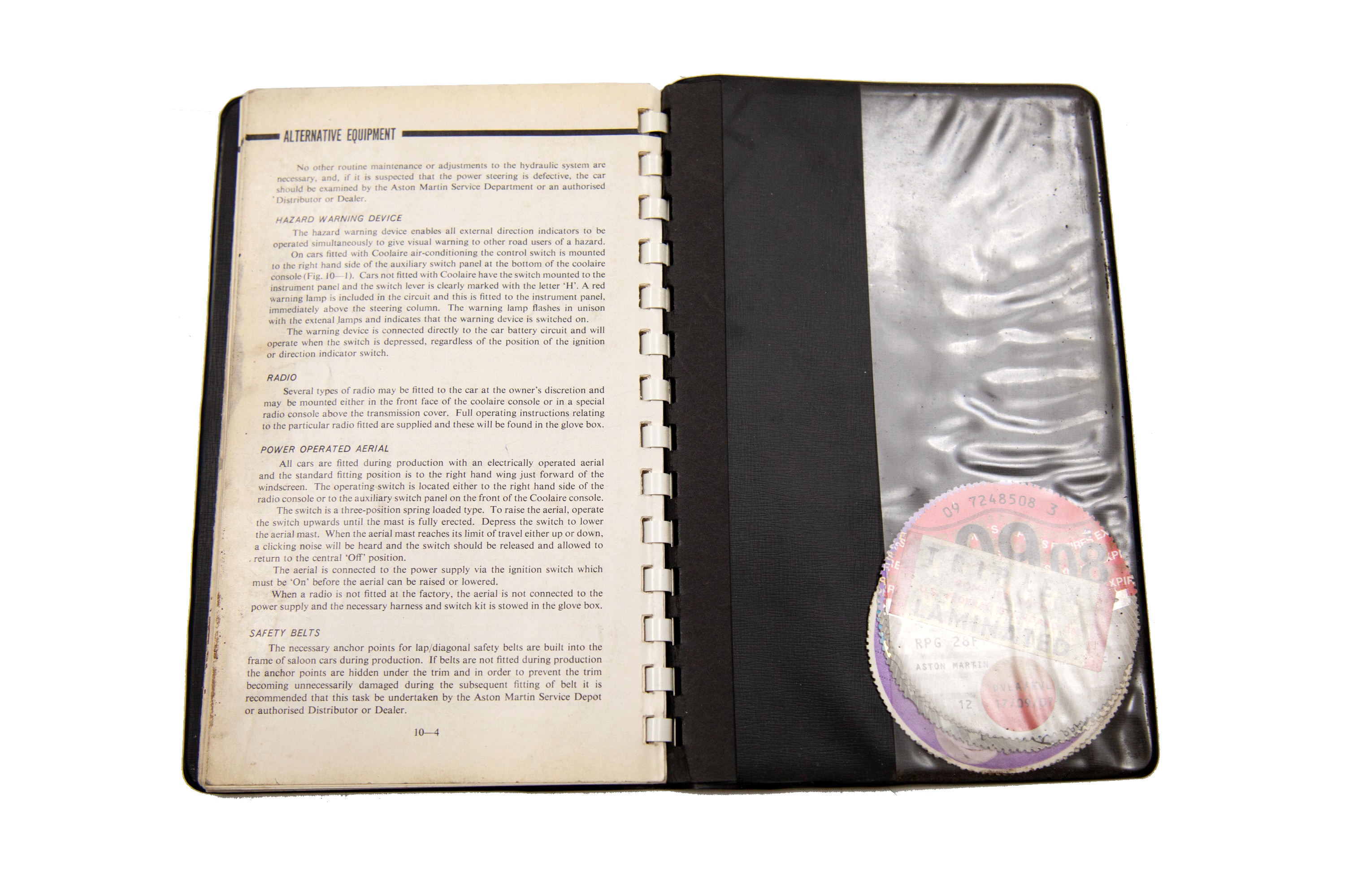 Lot 184 - Aston Martin DB6 Instruction Book