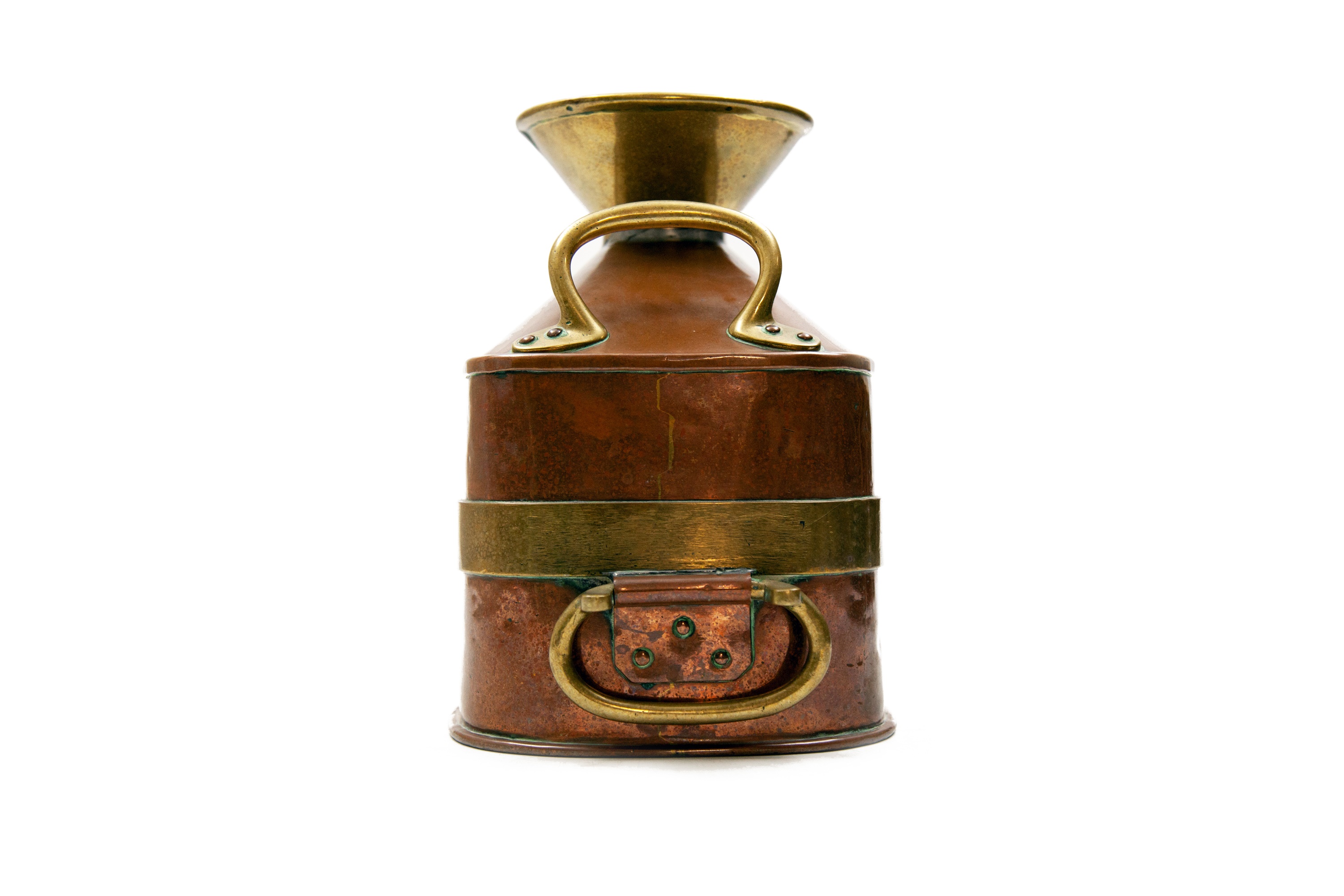Lot 262 - An Early Copper and Brass Petrol Measure