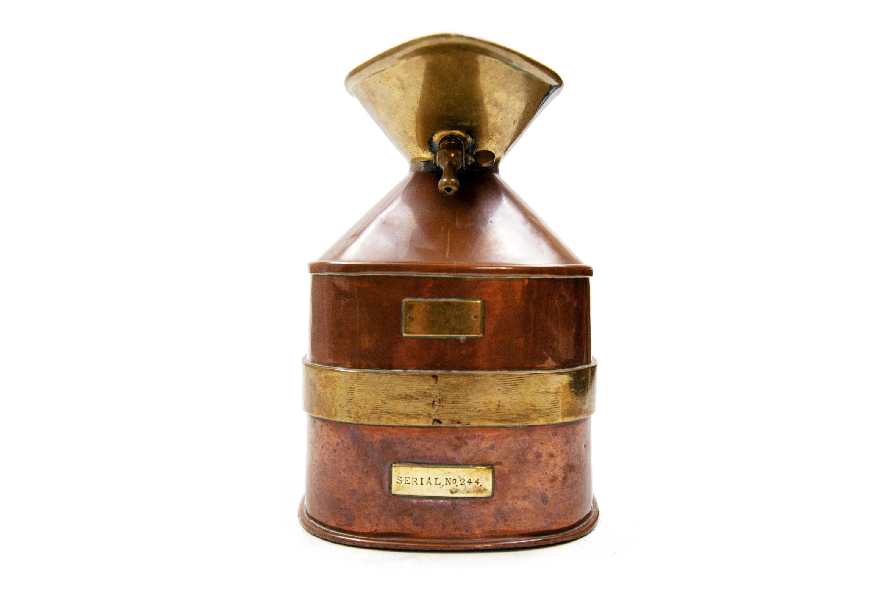 Lot 262 - An Early Copper and Brass Petrol Measure