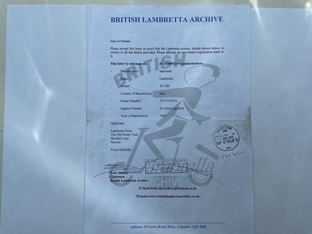 Lot 17 - 1965 Lambretta TV200