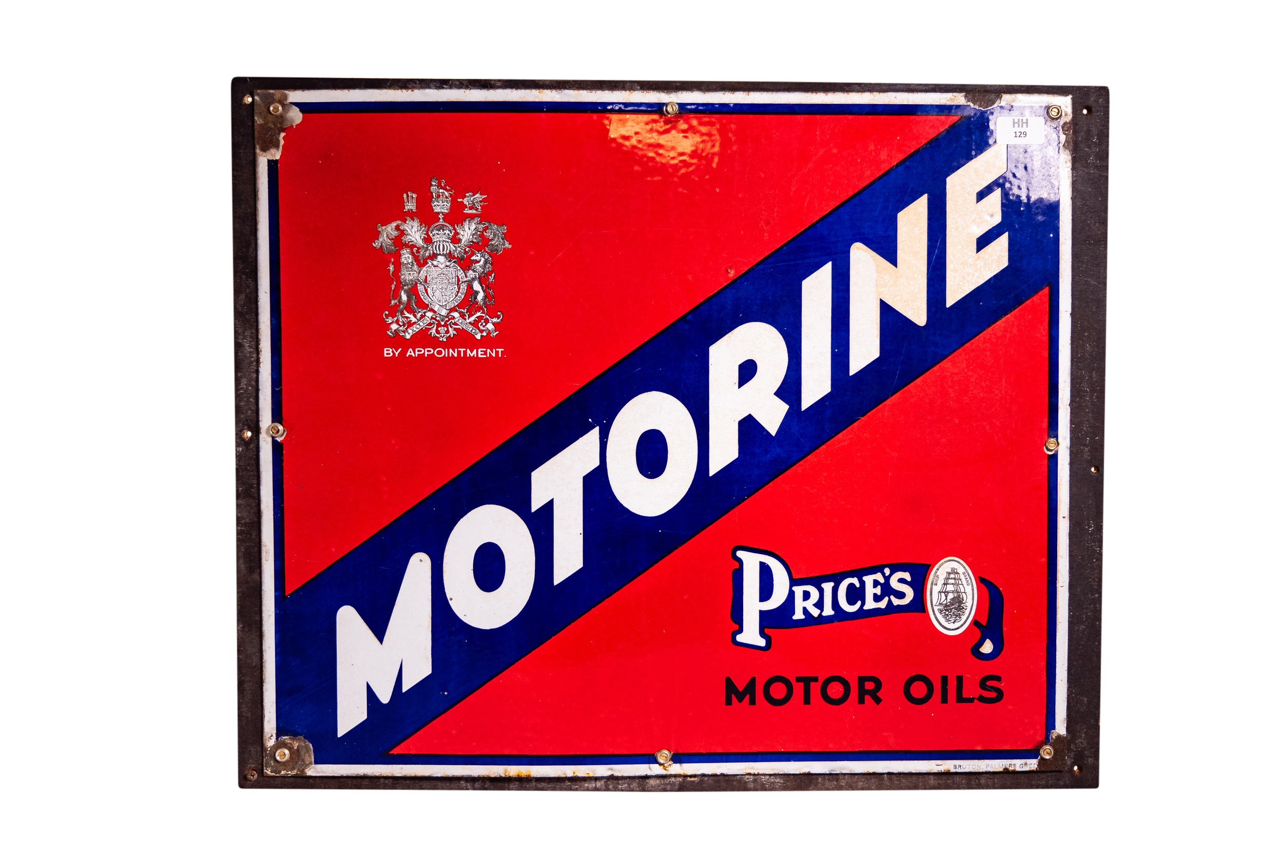 Lot 129 - Price’s Motor Oils ‘Motorine’ Enamel Sign