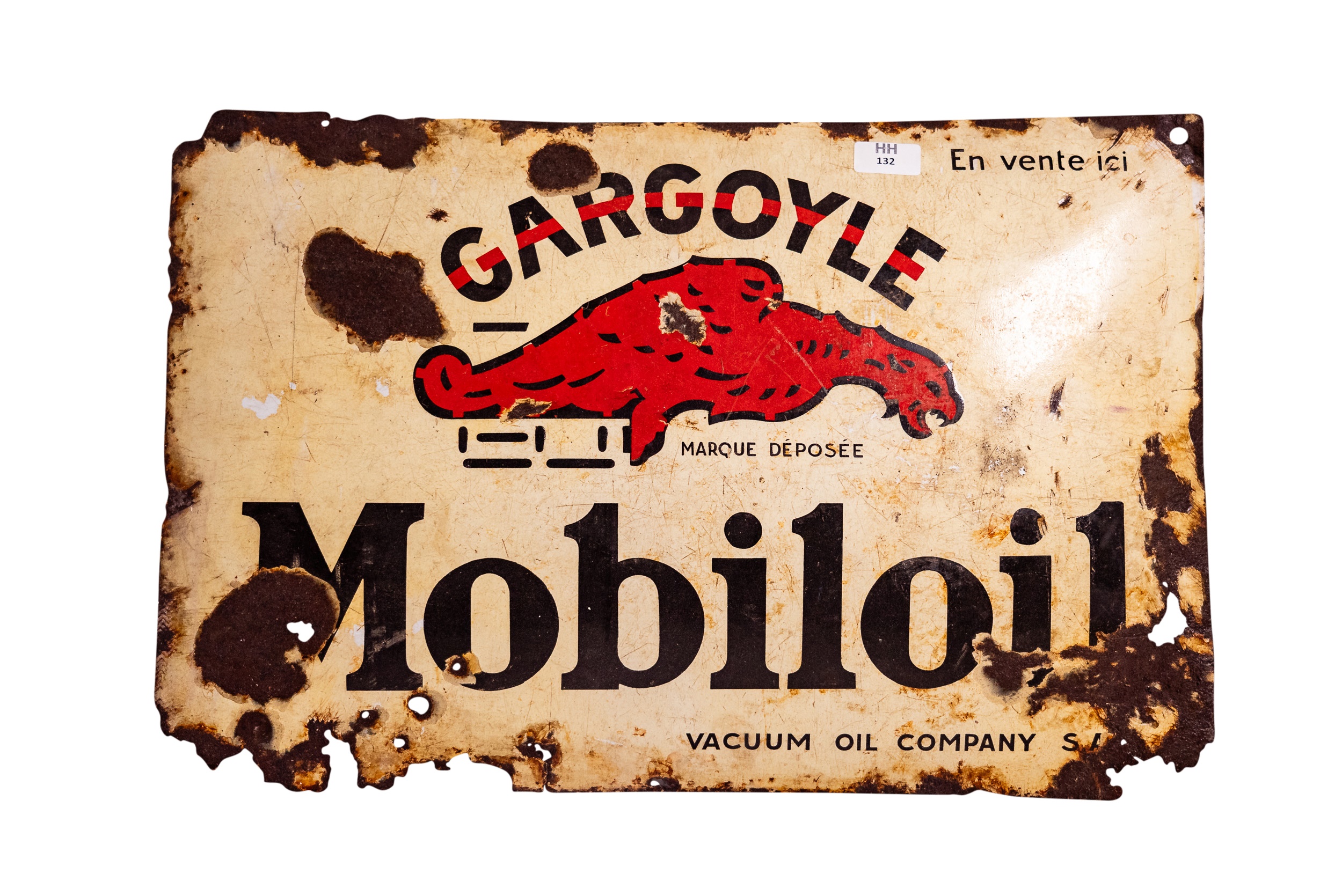 Lot 132 - Mobiloil Gargoyle Enamel Sign
