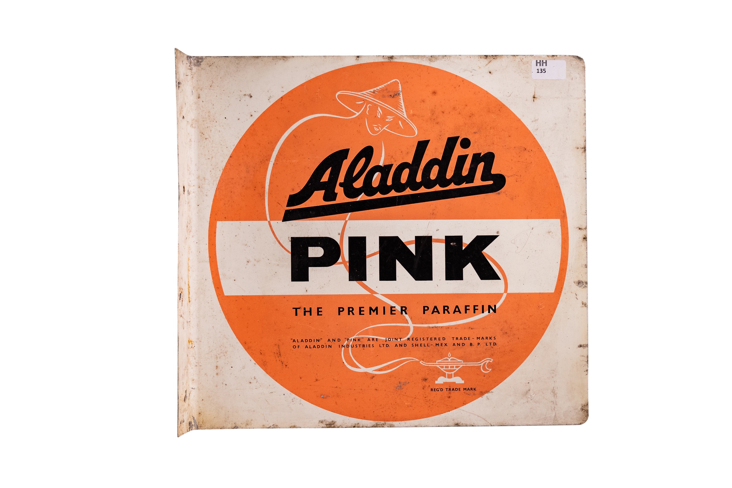 Lot 135 - Aladdin Pink Paraffin Advertising Sign