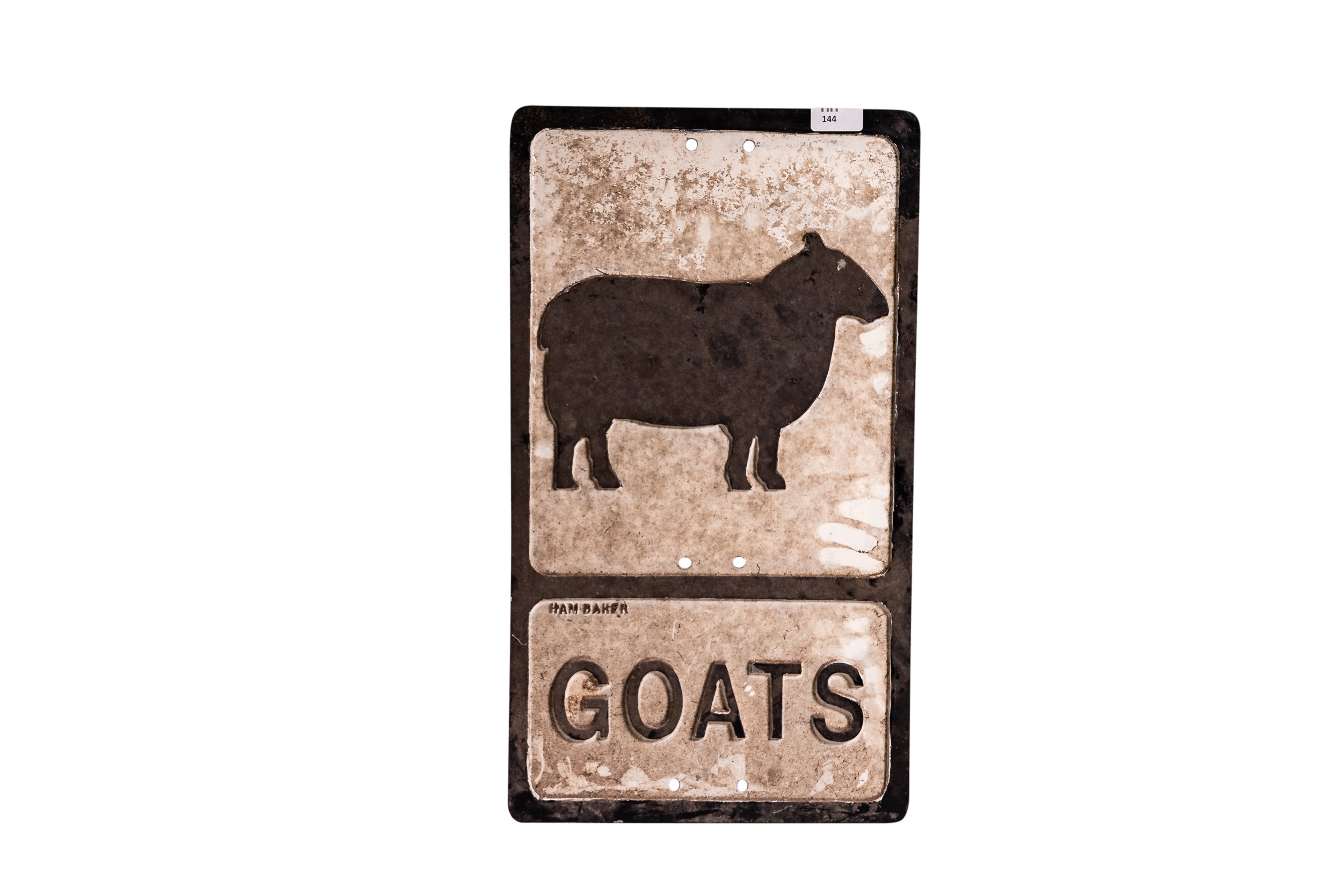 Lot 144 - ‘Goats’ Cast Aluminium Road Sign