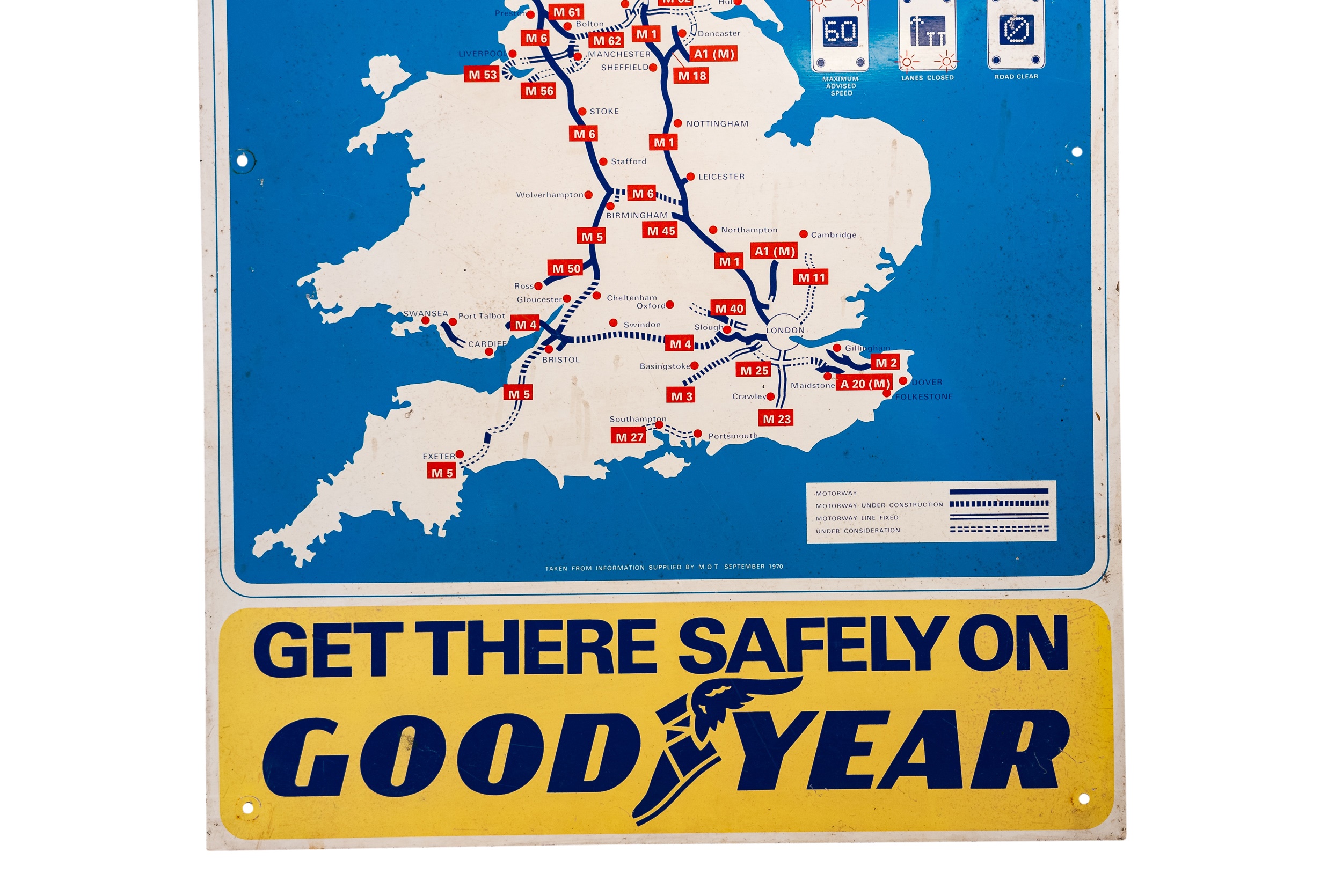 Lot 168 - Goodyear ‘Motorways Chart’ Garage Sign