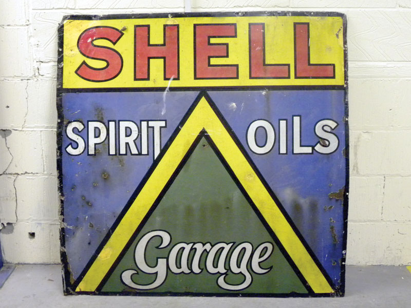 Lot 703 - Shell 'Spirit Oils Garage' Enamel Sign