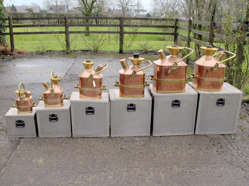 Lot 88 - Set of Six Copper Petrol Measures (R)