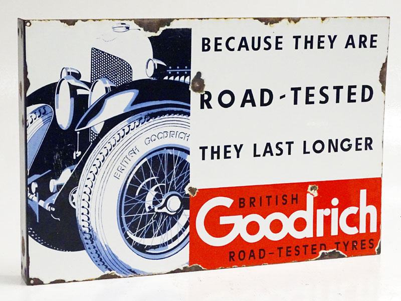 Lot 266 - Goodrich Tyres Enamel Sign - W.O Bentley